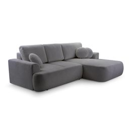 ECKSOFA FILO Grau Boucle-Stoff mit Schlaffunktion