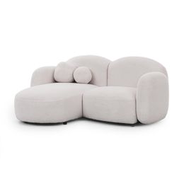 ECKSOFA Nuvola mit abgerundetem Design Wei&szlig; Boucl&eacute;-Stoff - Ottomane Links