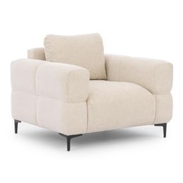 SESSEL Cardea in Bubble-Optik aus weichem Hellbeige Strukturstoff mit hohem Sitzkomfort