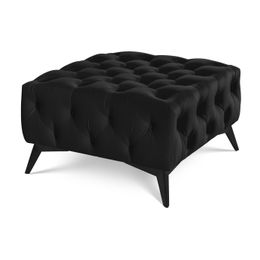 HOCKER Chesterfield Whitby Schwarz Samt mit schwarzen F&uuml;&szlig;en
