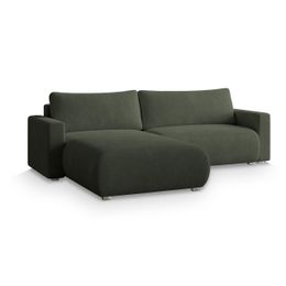 ECKSOFA TURIN N Gr&uuml;n Bucle-Stoff mit Schlaffunktion
