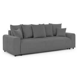 SCHLAFSOFA Calma mit Bettkasten im Bumpy-Design aus weichem Grau Chenille-Stoff