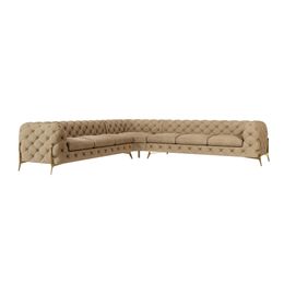 ECKSOFA Chesterfield Lexi Beige Samt