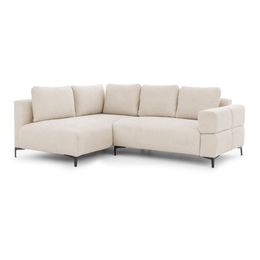 ECKSOFA Cardea in Bubble-Optik aus weichem Hellbeige Strukturstoff mit hohem Sitzkomfort - Ottomane links