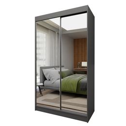 SCHWEBET&Uuml;RENSCHRANK BELLINA 120/216/61 cm 2-t&uuml;rig mit Spiegel Grau
