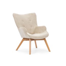 LOUNGESESSEL Lenari Beige Cordstoff mit F&uuml;&szlig;en in Natur