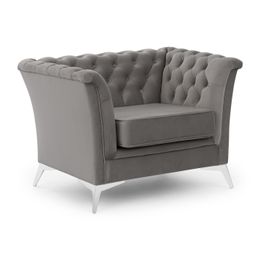 CHESTERFIELD-SESSEL Whitby Grau Samt mit silbernen F&uuml;&szlig;en