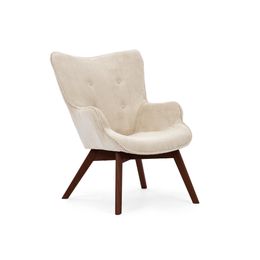 LOUNGESESSEL Lenari Beige Cordstoff mit F&uuml;&szlig;en in Braun