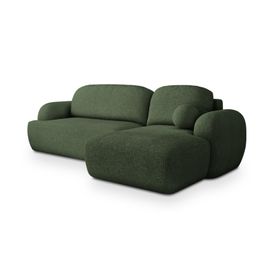 ECKSOFA MODENZA N R-S Gr&uuml;n Boucle-Stoff mit Schlaffunktion