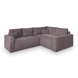 ECKSOFA ERONIS R-S Lila Velours-Stoff mit Schlaffunktion