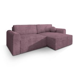 ECKSOFA FIANO P Lila Kordstoff mit Schlaffunktion