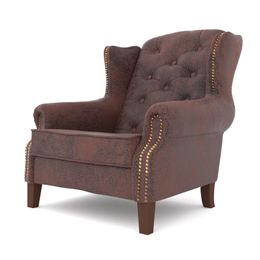 CHESTERFIELD-SESSEL Anton Dunkelbraun Microfaser Vintageoptik