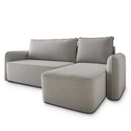 ECKSOFA DOLVER CL Hellgrau Samtstoff mit Schlaffunktion