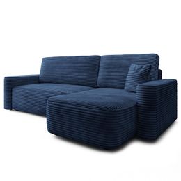 ECKSOFA NERI T Blau Kordstoff mit Schlaffunktion