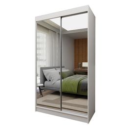 SCHWEBET&Uuml;RENSCHRANK BELLINA 120/216/61 cm 2-t&uuml;rig mit Spiegel Wei&szlig;