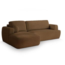 ECKSOFA SENTI N L-S Braun Boucle-Stoff mit Schlaffunktion