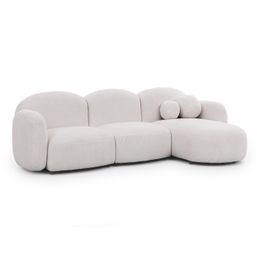ECKSOFA Nuvola mit abgerundetem Design Schwarz Boucl&eacute;-Stoff - Ottomane Rechts