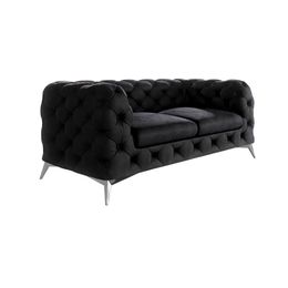 CHESTERFIELD-SOFA 2-Sitzer Laura Schwarz Samt