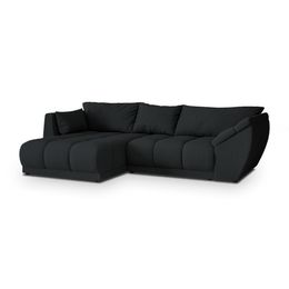 ECKSOFA ORENTI L-S Schwarz Boucle-Stoff mit Schlaffunktion