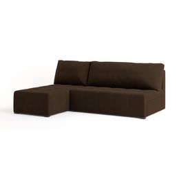 ECKSOFA DOMIRA Braun Pl&uuml;sch-Stoff mit Schlaffunktion
