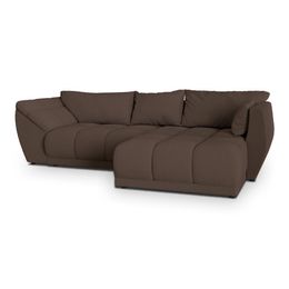ECKSOFA ORENTI R-S Braun Boucle-Stoff mit Schlaffunktion