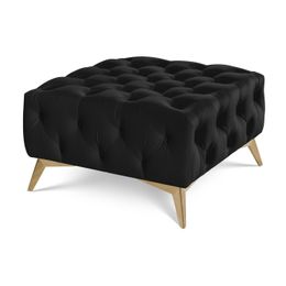 HOCKER Chesterfield Whitby Schwarz Samt mit goldenen F&uuml;&szlig;en