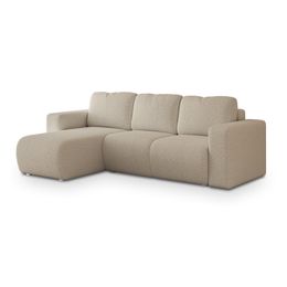 ECKSOFA RINOVA Beige Boucle-Stoff mit Schlaffunktion