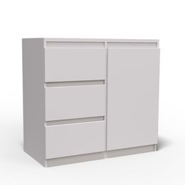 KOMMODE MERAVIGLIA 80/85/33 cm mit 3 Schubladen 1 T&uuml;ren Wei&szlig;