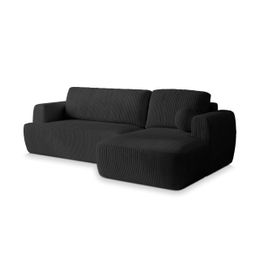 ECKSOFA SENTI P R-S Schwarz Kordstoff mit Schlaffunktion