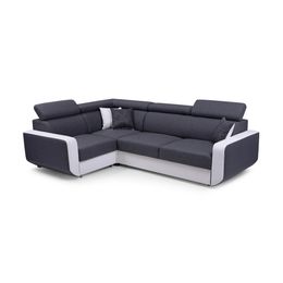 ECKSOFA MIRA Grau Geflochtener Stoff mit Schlaffunktion
