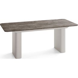 ESSTISCH Riven rechteckig ausziehbar verl&auml;ngerbar mit Butterfly-Auszug, Beton Dunkelgrau 200-296/90/76 cm