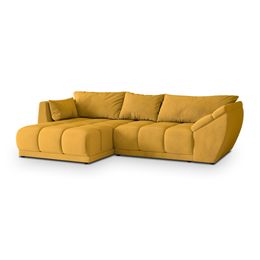 ECKSOFA ORENTI L-S Gelb Velours-Stoff mit Schlaffunktion