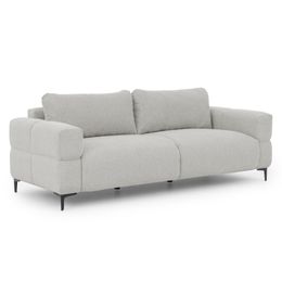 3-SITZER-SOFA Cardea in Bubble-Optik aus weichem Hellgrau Strukturstoff mit hohem Sitzkomfort