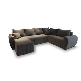 WOHNLANDSCHAFT MADISON XL R-S Grau D&uuml;nner Stoff mit Schlaffunktion