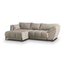 ECKSOFA VESTANO L-S Beige Velours-Stoff mit Schlaffunktion