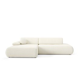 ECKSOFA DELTA L-S Creme Geflochtener Stoff mit Schlaffunktion