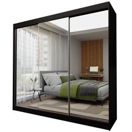 SCHWEBET&Uuml;RENSCHRANK BELLINA 240/216/61cm 3-t&uuml;rig mit Spiegel Schwarz