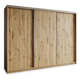 SCHWEBET&Uuml;RENSCHRANK NISSE 270/205/60 cm 3-t&uuml;rig Eiche Artisan