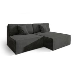 ECKSOFA FIORO M Schwarz Velours-Stoff mit Schlaffunktion