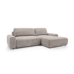 ECKSOFA OSSO Braun Velours-Stoff mit Schlaffunktion