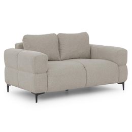 2-SITZER-SOFA Cardea in Bubble-Optik aus weichem Taupe Strukturstoff mit hohem Sitzkomfort