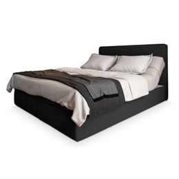 BOXBETT ASTOR 180x200 cm mit Matratze und Topper - Schwarz
