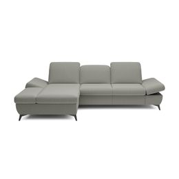 ECKSOFA FELICE L-S Grau Geflochtener Stoff mit Schlaffunktion
