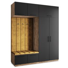 GARDEROBENSCHRANK REMA 200/240/60 cm Modern Garderobe-Set Eiche Lefkas