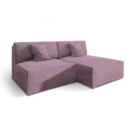 ECKSOFA FIORO M Lila Velours-Stoff mit Schlaffunktion