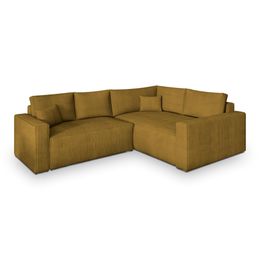 ECKSOFA ERONIS R-S Gelb Kordstoff mit Schlaffunktion