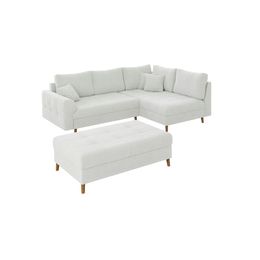 ECKSOFA inkl. Hocker Henrik Wei&szlig; Boucle - Ottomane rechts