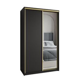 SCHWEBET&Uuml;RENSCHRANK TAVI 120/205/60 cm 2-t&uuml;rig mit Spiegel Schwarz