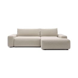 ECKSOFA RUOTA Creme Boucle-Stoff mit Schlaffunktion