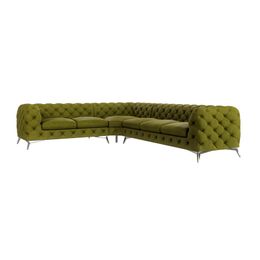 ECKSOFA Chesterfield Laura Olive Samt
